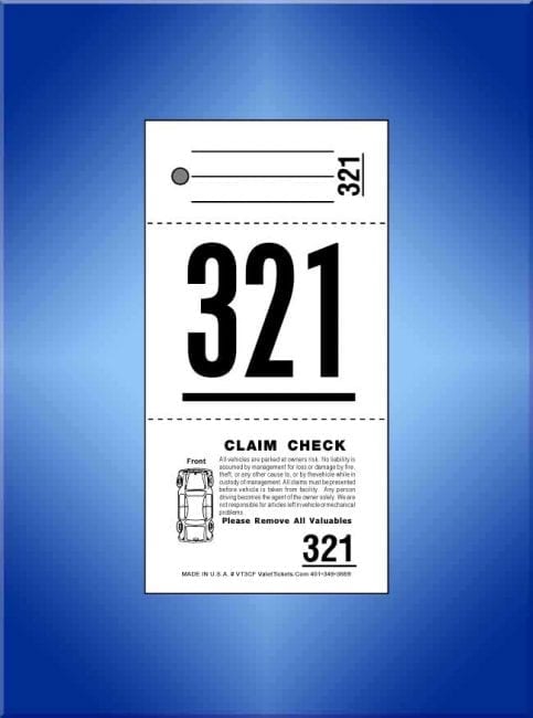 3 Part Valet Ticket with Car Damage Diagram VT3-CF
