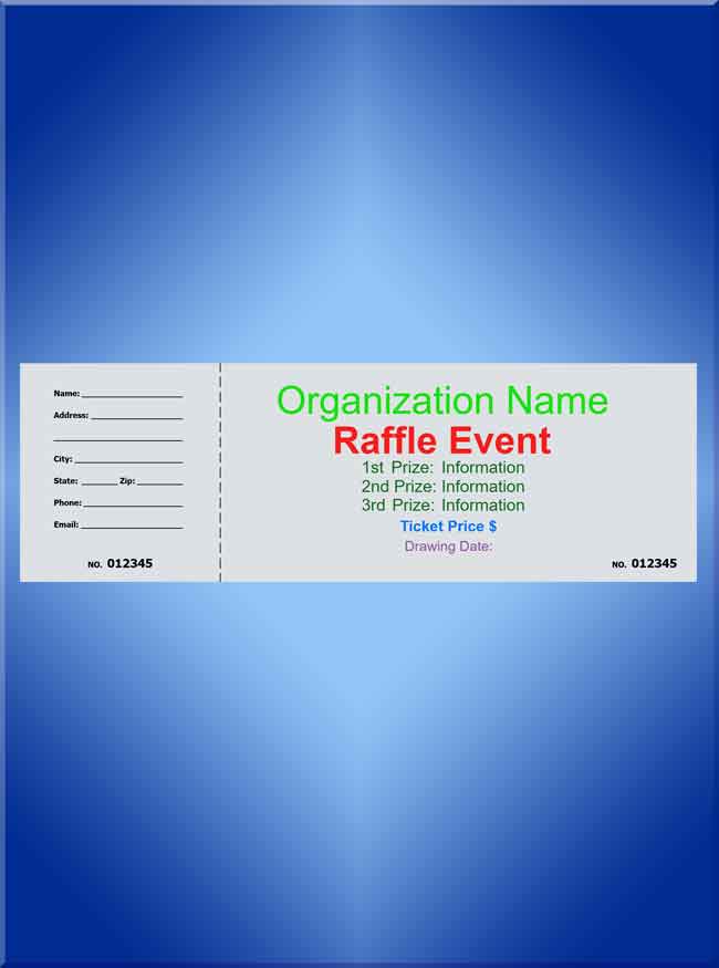 Raffle Tickets Jumbo Color Ink - 8 1/2 x 2 3/4 - Design Your Own - Tickets