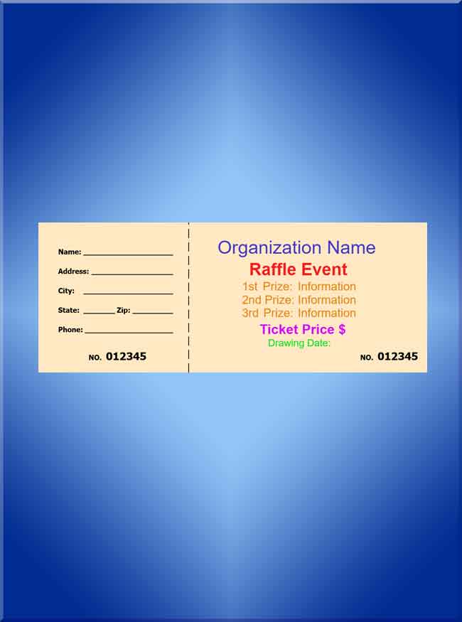 Raffle Tickets in color - Design Your Own Raffle Tickets